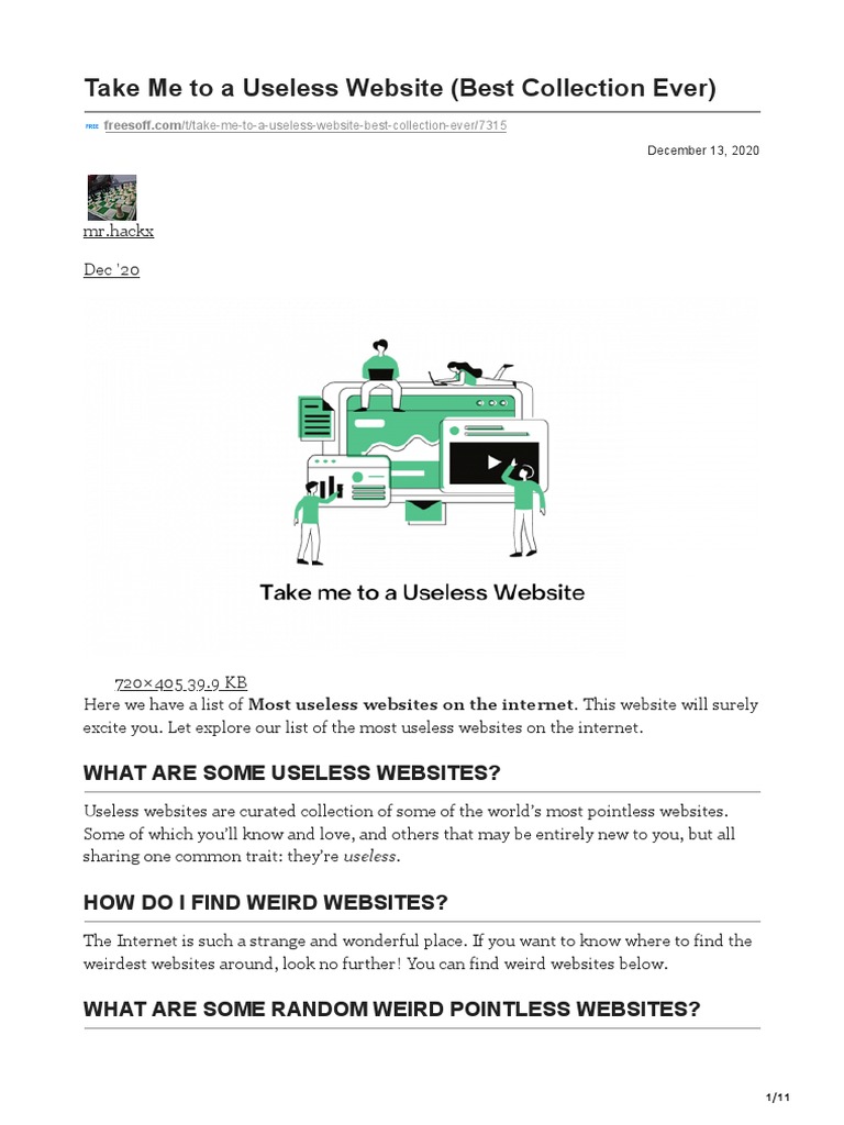 Take Me To A Useless Website Best Collection Ever | PDF