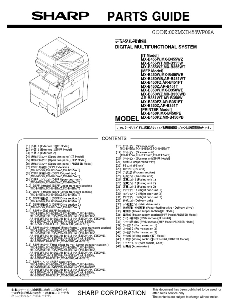 Part Guide Sharp MX-B455 | PDF