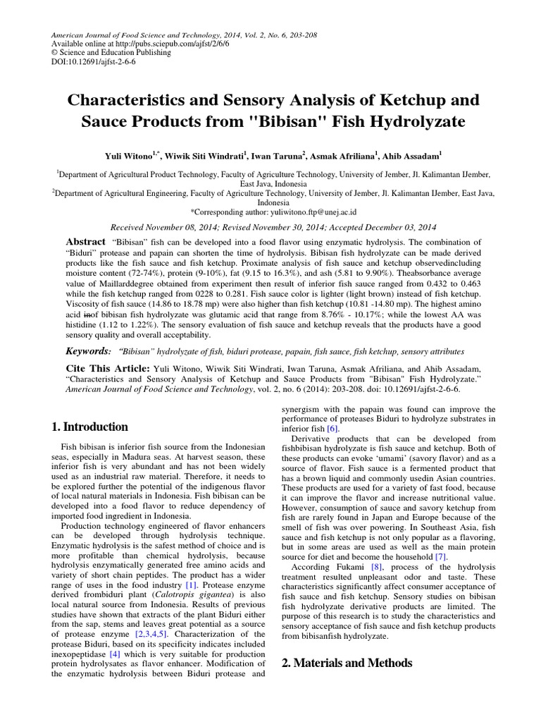 Characterization Ketchup & Sausace (AJFST) | PDF | Umami | Taste