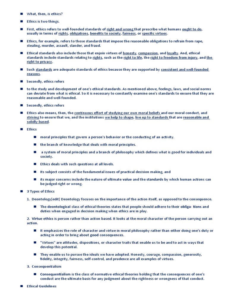 Ethics 1013 (Handout #1) | PDF