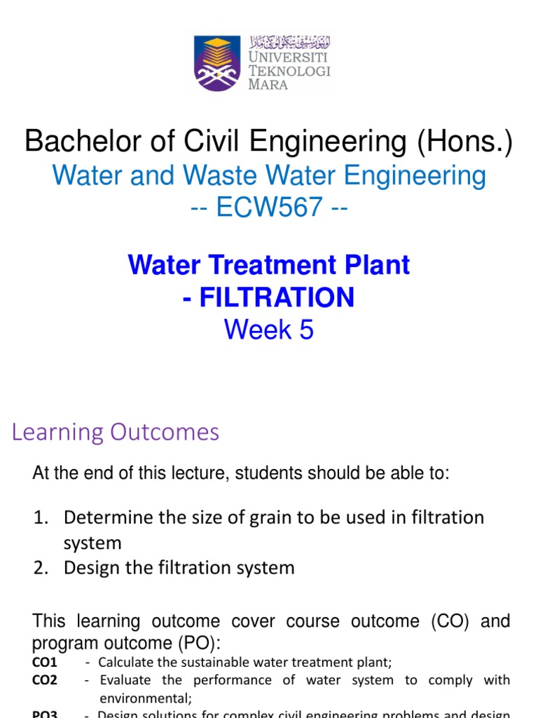 Water Filtration Design and Analysis | PDF