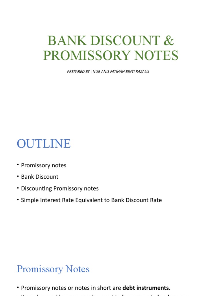 Bank Discount and Promissory Notes | PDF | Promissory Note | Interest