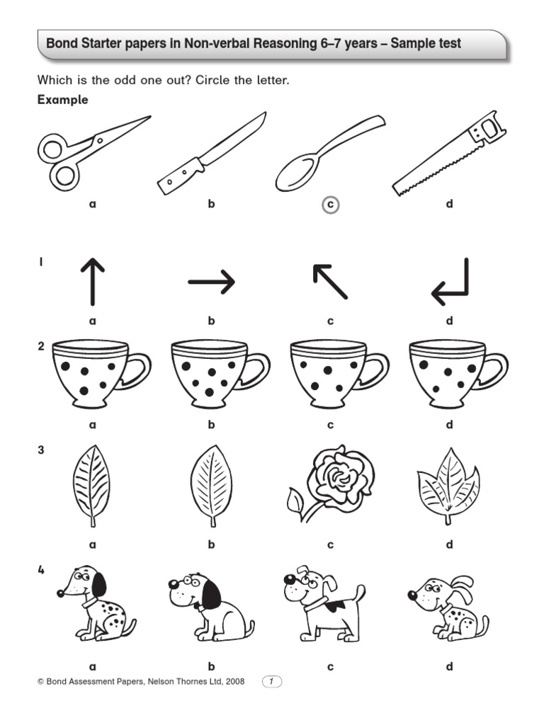 6 7 Non Verbal Reasoning Bond Starter Paper | PDF | Cognition ...