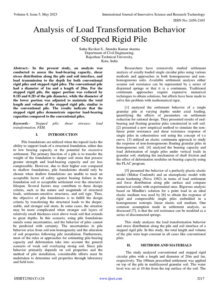 Analysis of Load Transformation Behavior of Stepped Rigid Pile | Download Free PDF | Deep ...