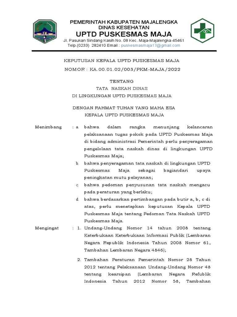 SK - TATA NASKAH PKM MAJA 2022 (Rombak) | PDF