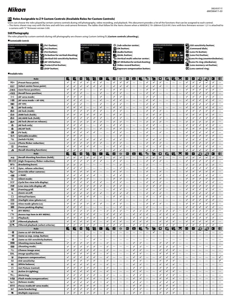 Z9 Customcontrols List En 03 Download Free Pdf Exposure