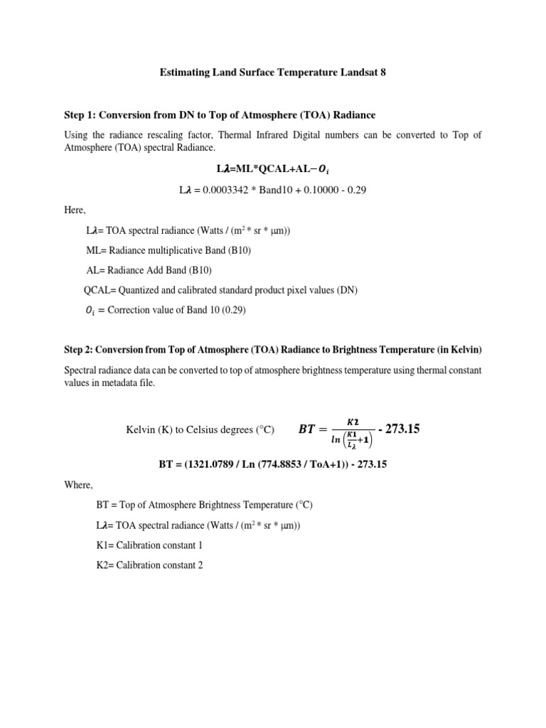 Landsat 8 Land Surface Temp Estimation Pdf