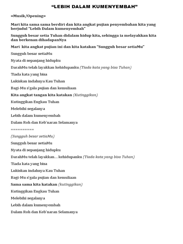 Lebih Dalam Kumenyembah | PDF