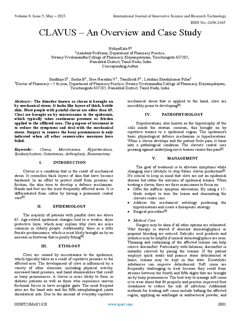 Clavus Overview and Case Study Analysis | PDF | Surgery | Clinical Medicine