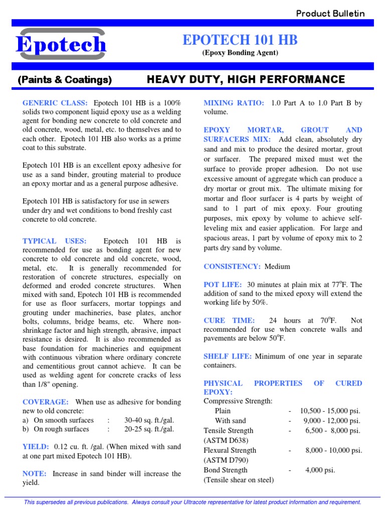 Epotech 101 HB | PDF | Concrete | Epoxy