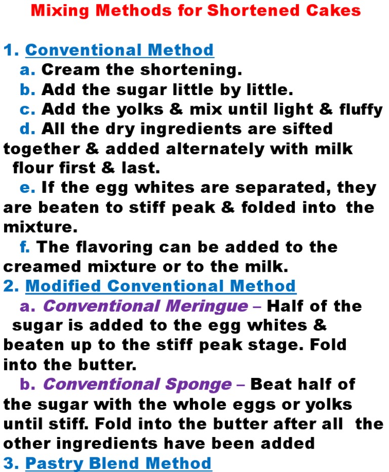 Mixing Methods for Shortened Cakes | PDF | Cooking, Food & Wine
