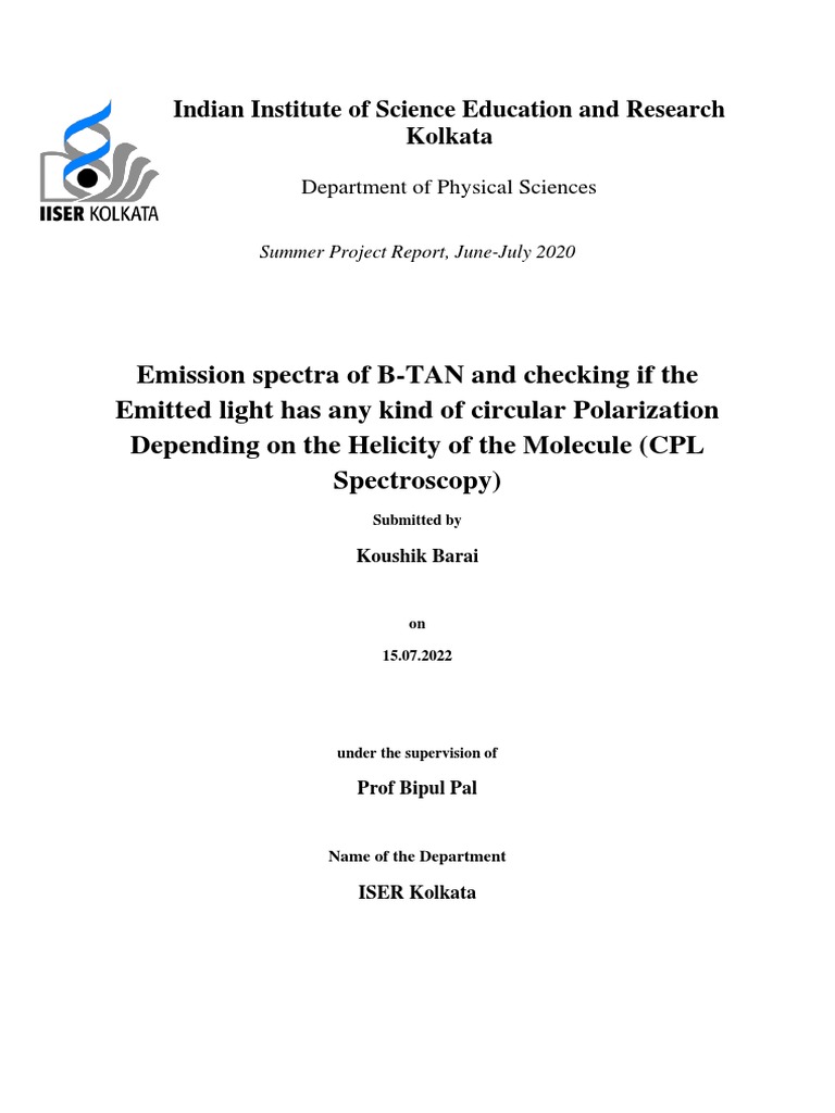 KB19MS121 Summer Project Report IISER Kolkata (AutoRecovered) | PDF | Polarization (Waves) | Atomic