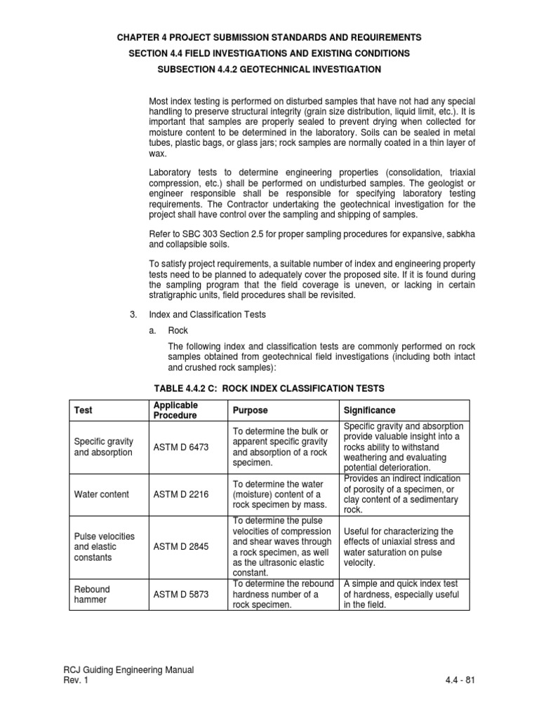 Rock Index Classification - Engineering Manual | PDF | Geotechnical ...