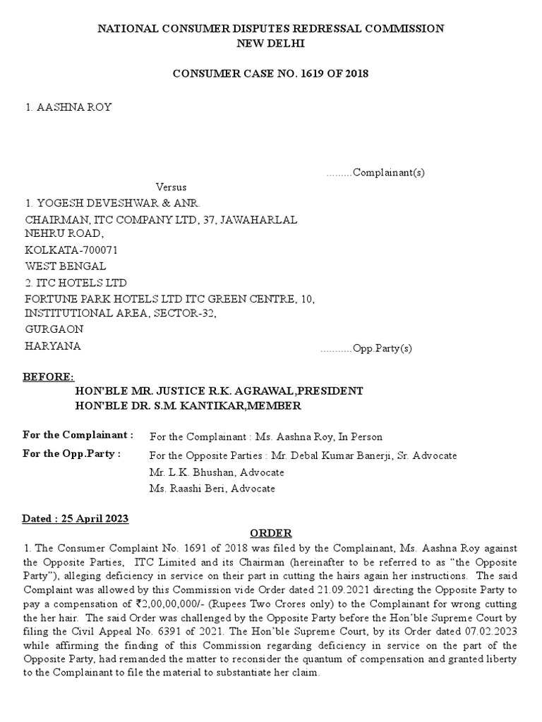 Aashna Roy vs Chairman ITC and Anr PDF | PDF | Damages | Judiciaries