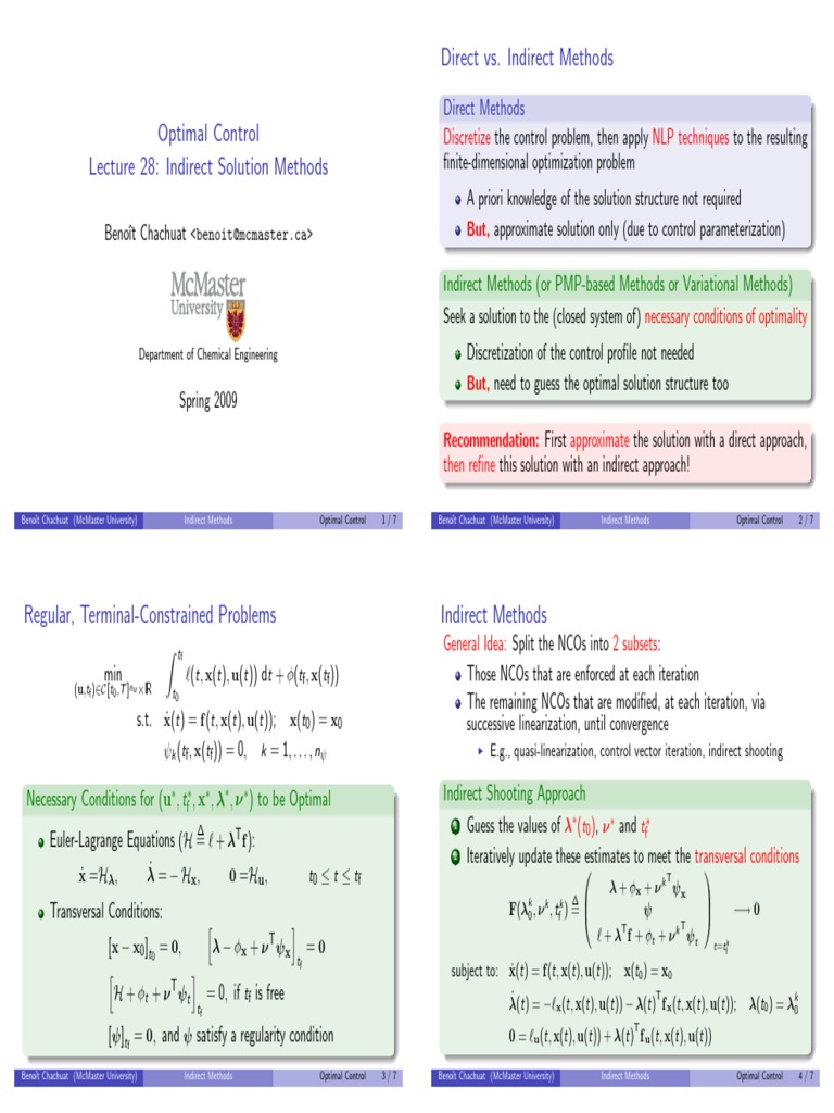 Optimal Control Lecture 28: Indirect Solution Methods | PDF | Optimal ... Optimal Control Lecture 28: Indirect Solution Methods | PDF | Optimal ...