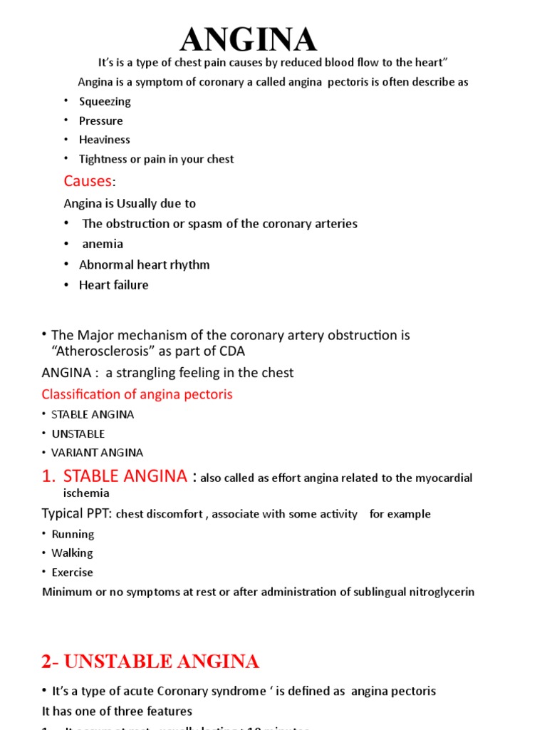 Angina: Causes | PDF | Clinical Medicine | Angiology
