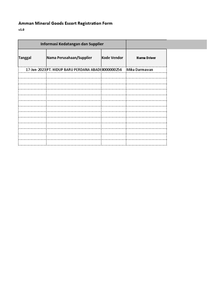 Form Escort Bata Reg 17 Juni 2023 | PDF