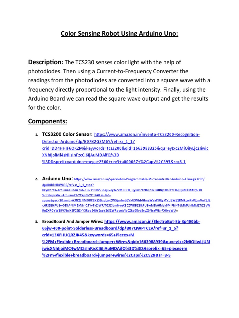 Color Sensing Robot | PDF