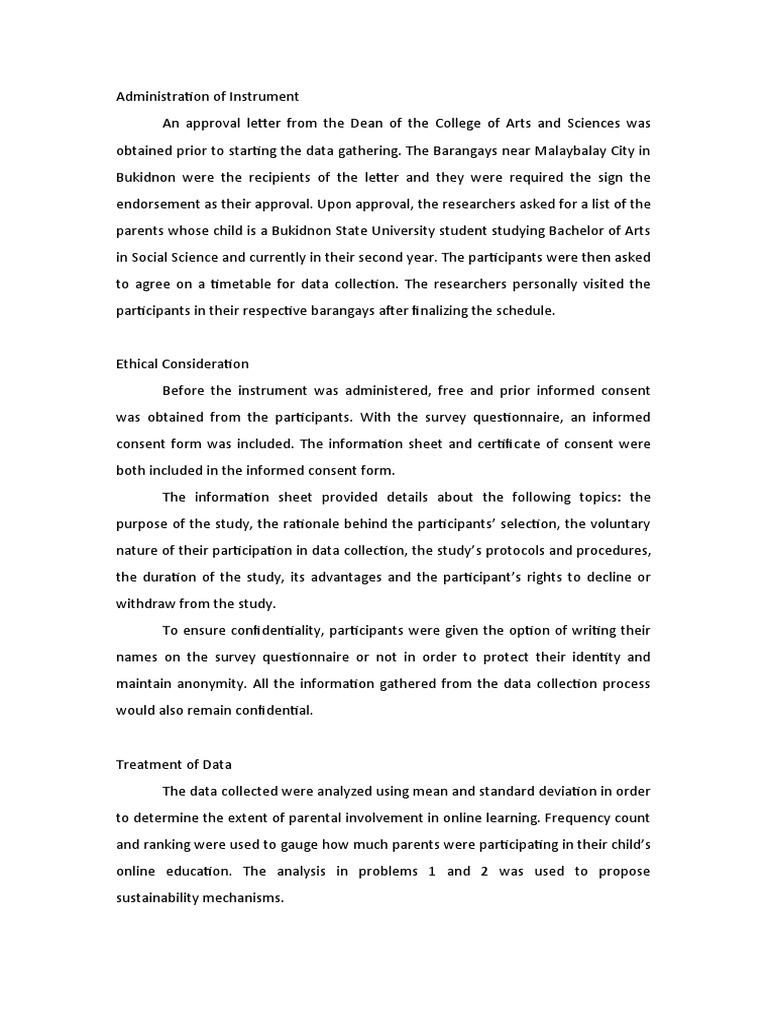 Administration of Instrument | PDF