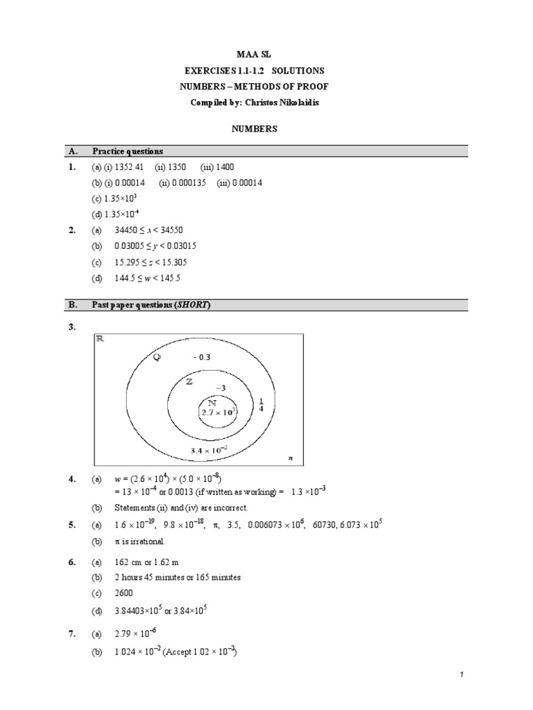 Math Proofs and Number Exercises Solutions | PDF | Mathematics | Jargon