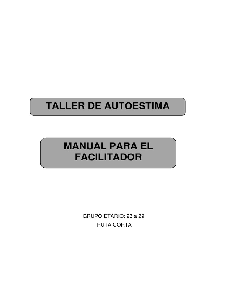 Taller De Autoestima Manual 23a29 Pdf