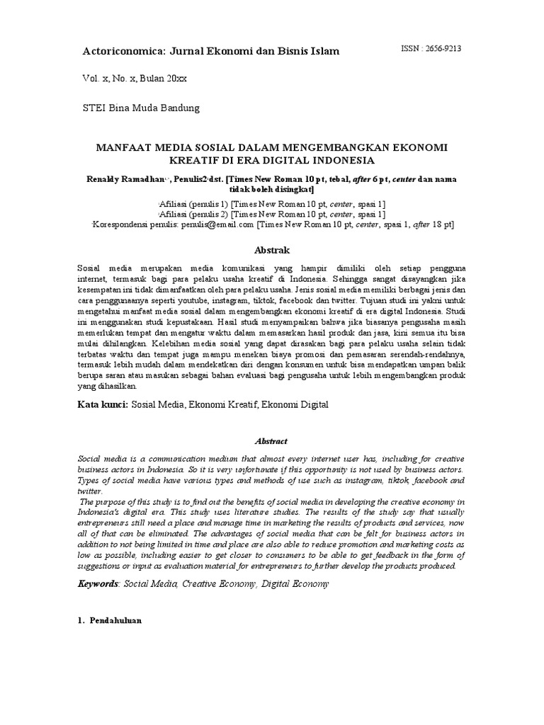 MANFAAT MEDIA SOSIAL DALAM MENGEMBANGKAN EKONOMI KREATIF DI ERA DIGITAL ...