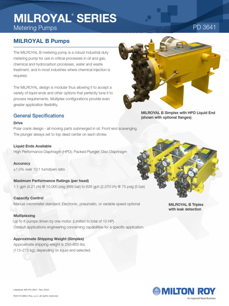 PD3641 Milroyal B Data Sheet | PDF | Pump | Valve