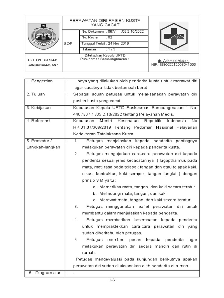 Sop Perawatan Diri Pasien Kusta Yg Cacat | PDF | Pengembangan Diri ...