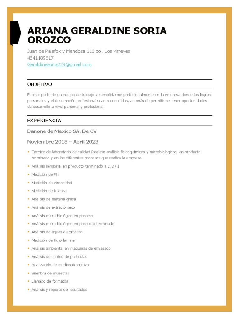 CV Ariana Geraldine Soria Orozco | PDF