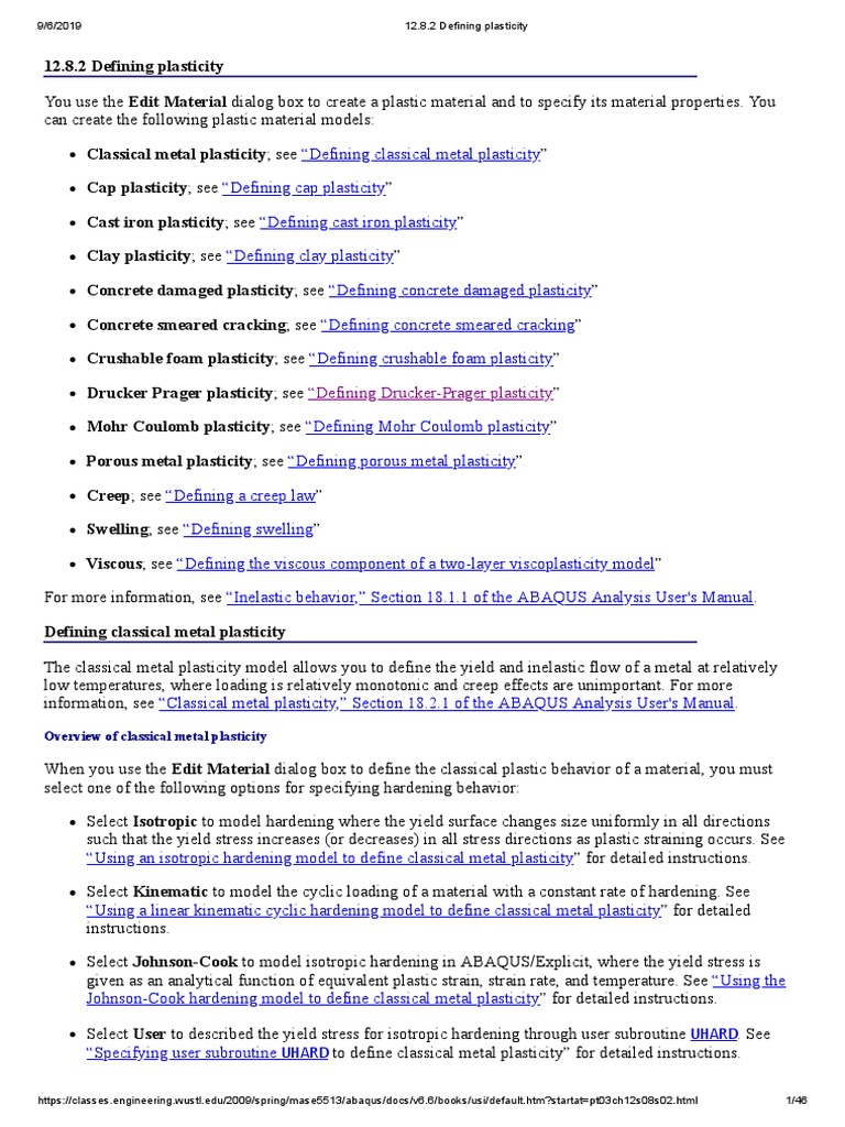 ABAQUS - CAE User's Manual (v6.6) | PDF | Plasticity (Physics) | Deformation (Engineering)