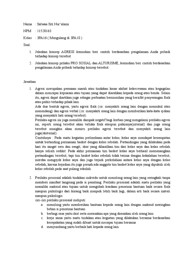 Konsep Agresi dan Contohnya | PDF