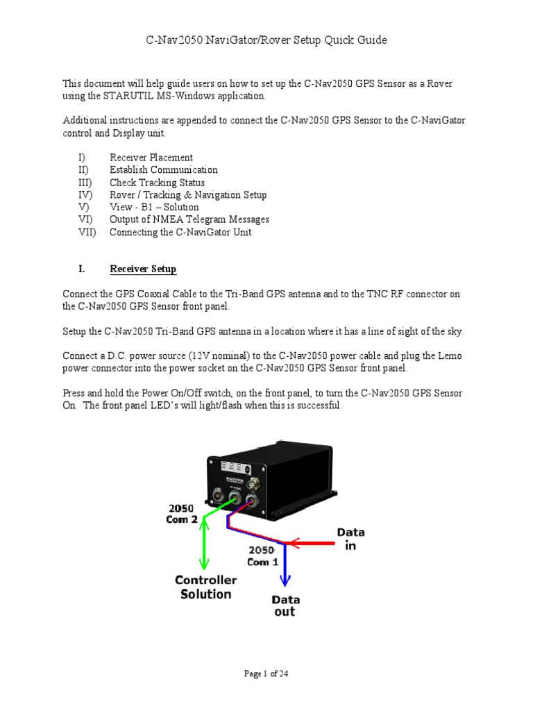 C-Nav2050 Rover Navigator Setup Quick Guide | PDF | Global Positioning ...