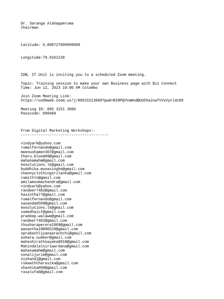 Bizz Connect Email accounts for Zoom | PDF
