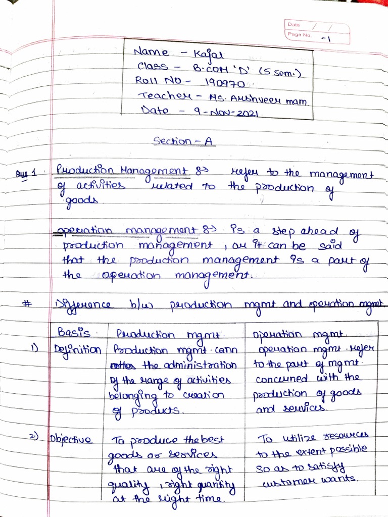 Kajal B.com (5 Sem.) Production | PDF