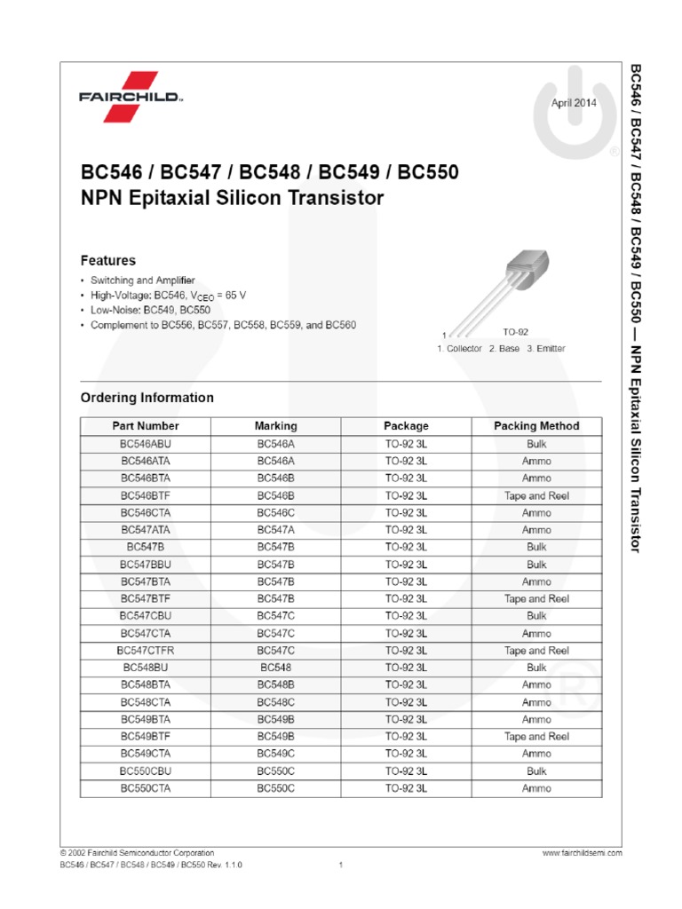 BC547 PDF, BC547 Description, BC547 Datasheet, BC547 View - ALLDATASHEET | PDF