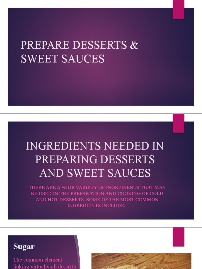 Prepare Desserts Sweet Sauces | PDF | Desserts | Custard