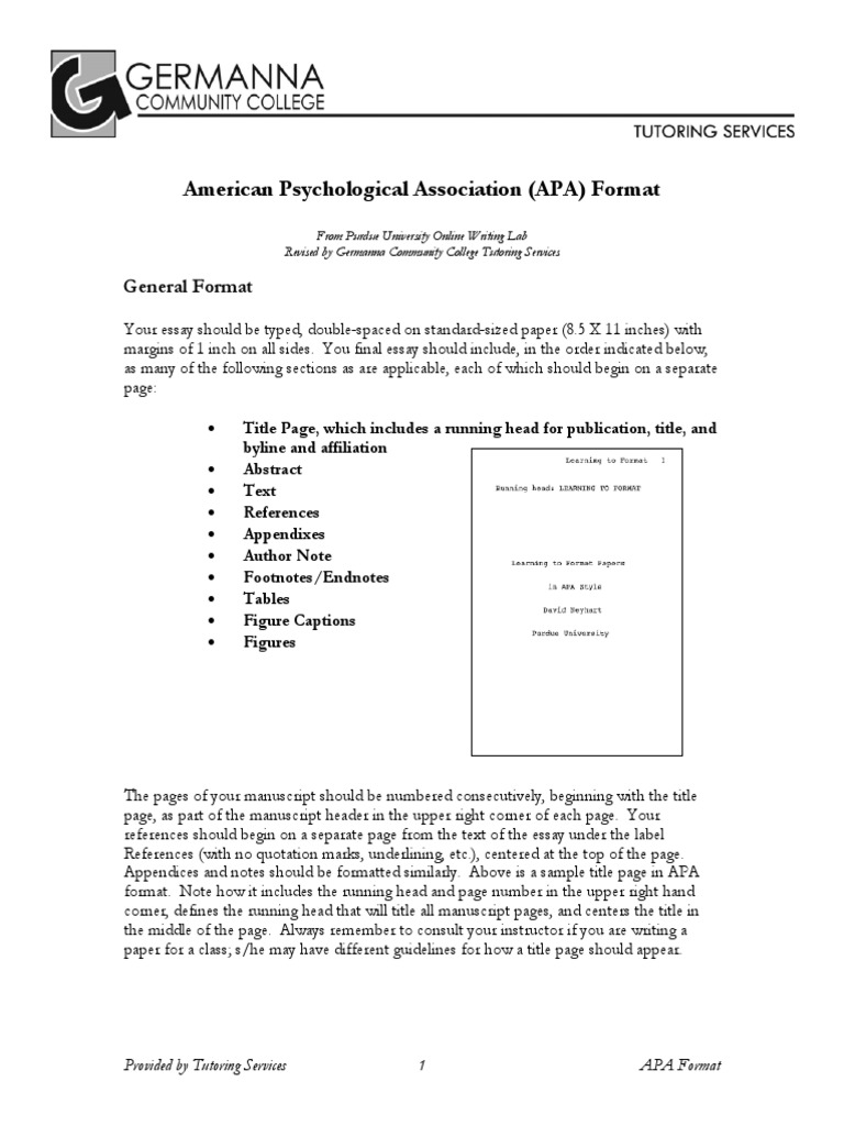 APA Format | Download Free PDF | Citation | Apa Style