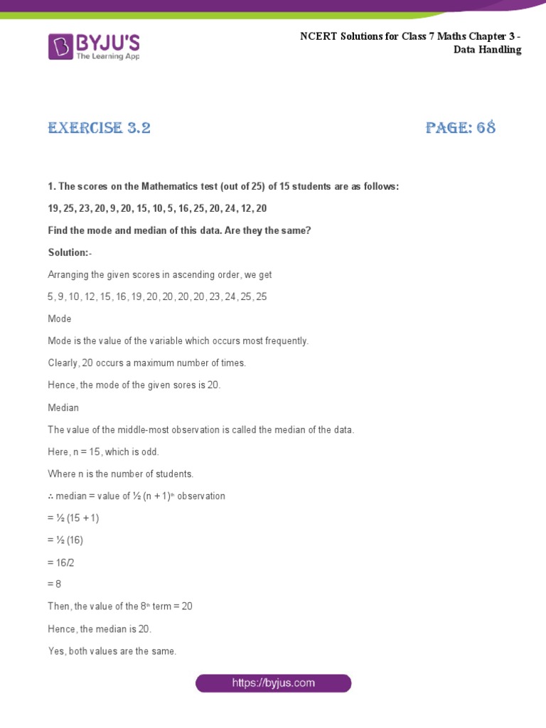 Ncert Solutions For Class 7 Maths 5may Chapter 3 Data Handling Exercise ...