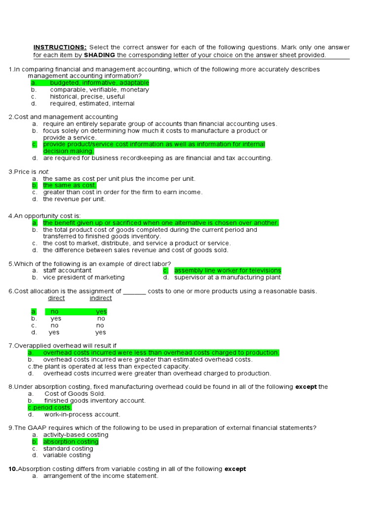 Acctg 10-07 - Management Acctg - Part 1 | PDF