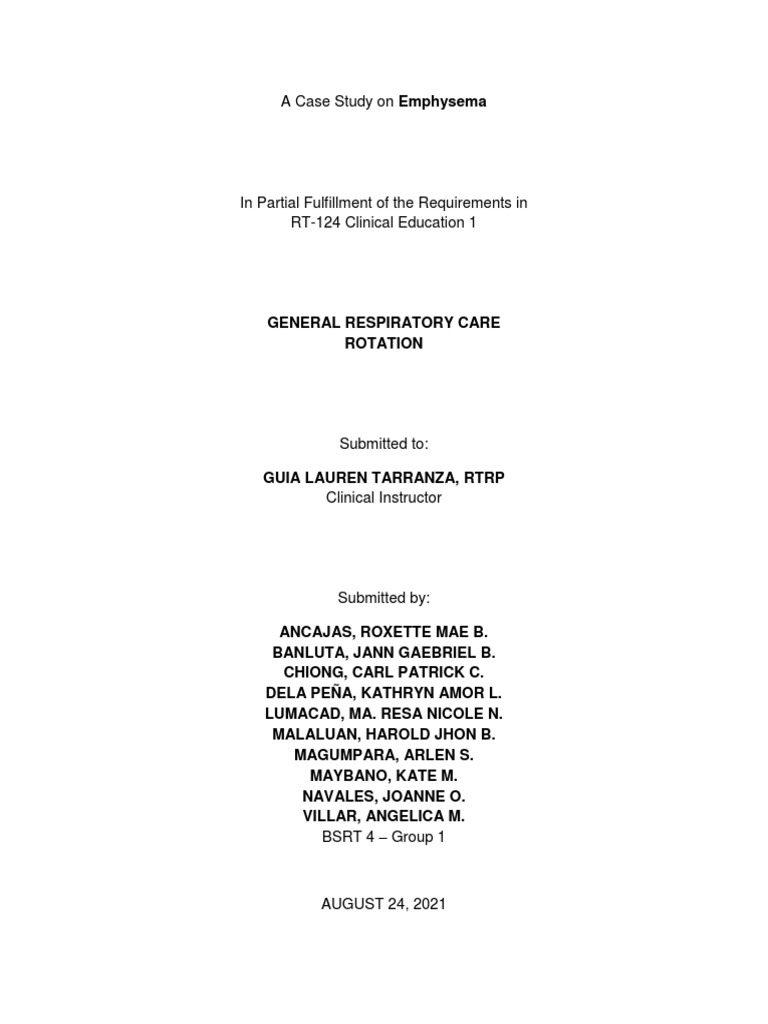 Case Study On Emphysema | PDF