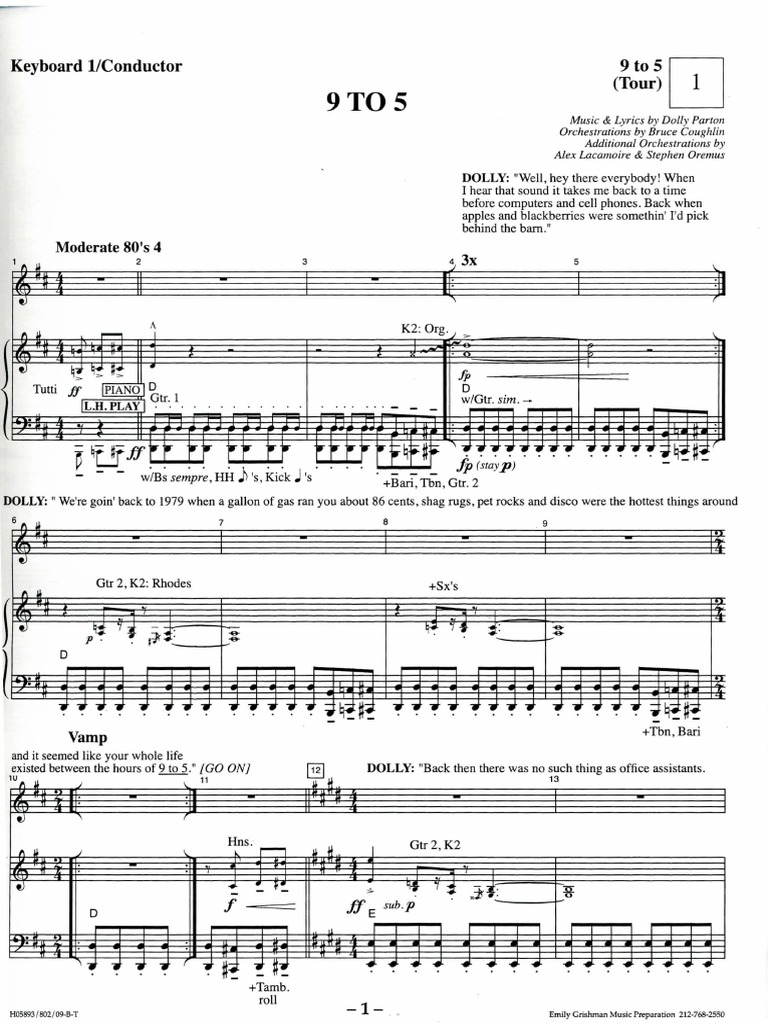 9 To 5 - Vocal Score | PDF