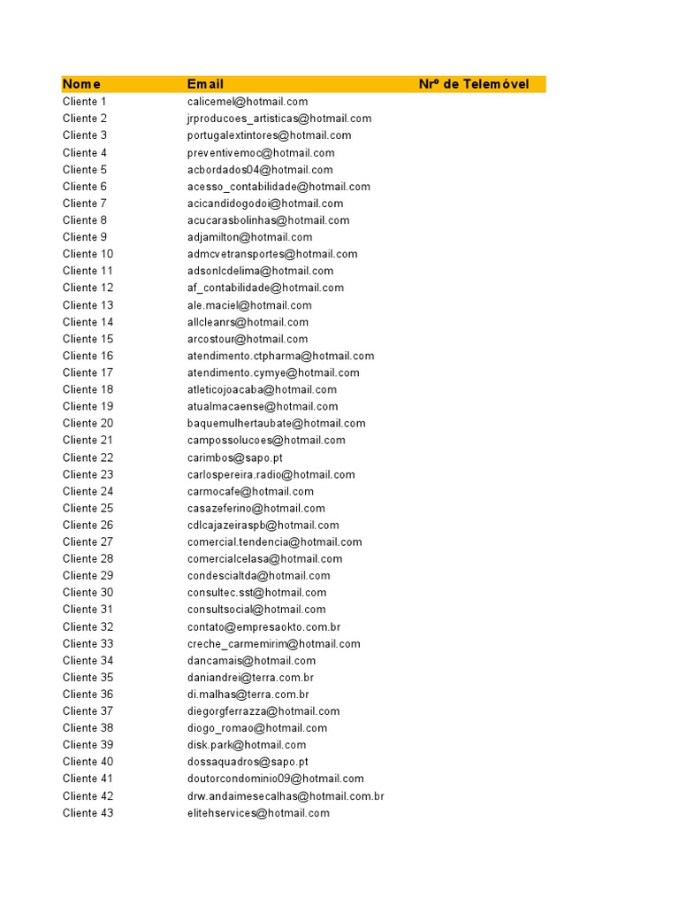 Modelo de Importacao Contactos | PDF