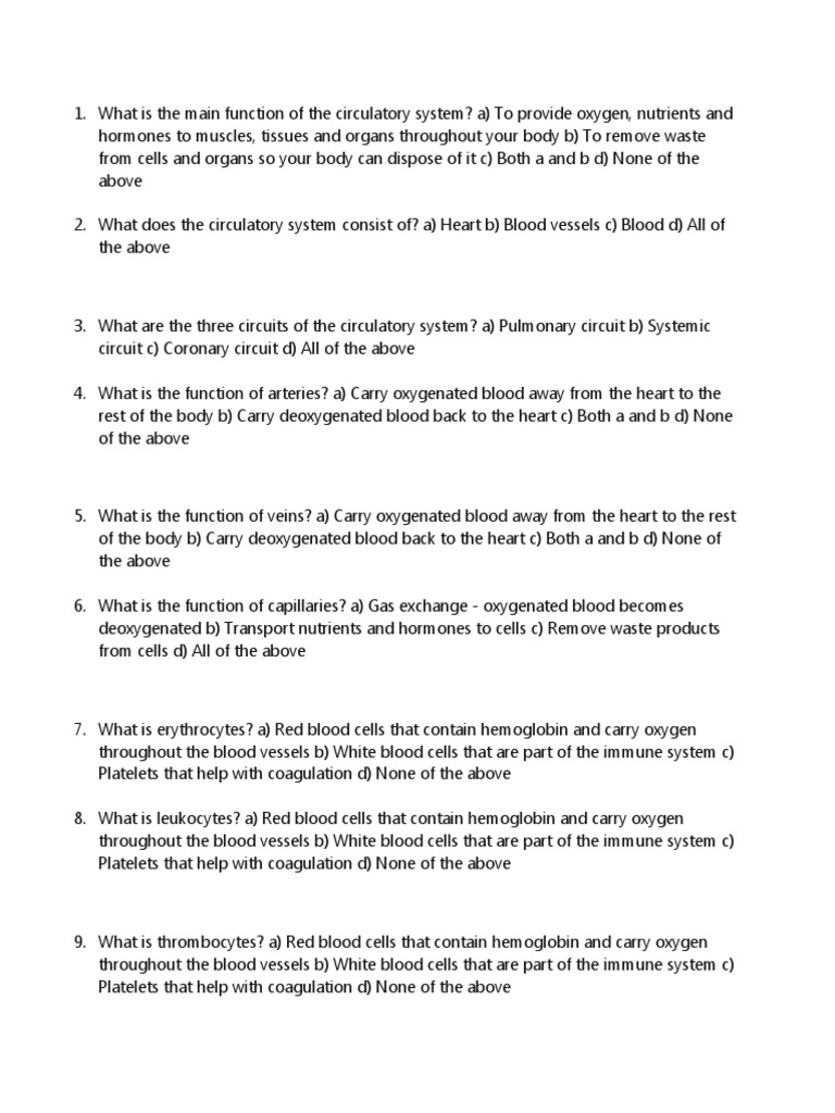 What is the Main Function of the Circulatory System | PDF | Heart ...
