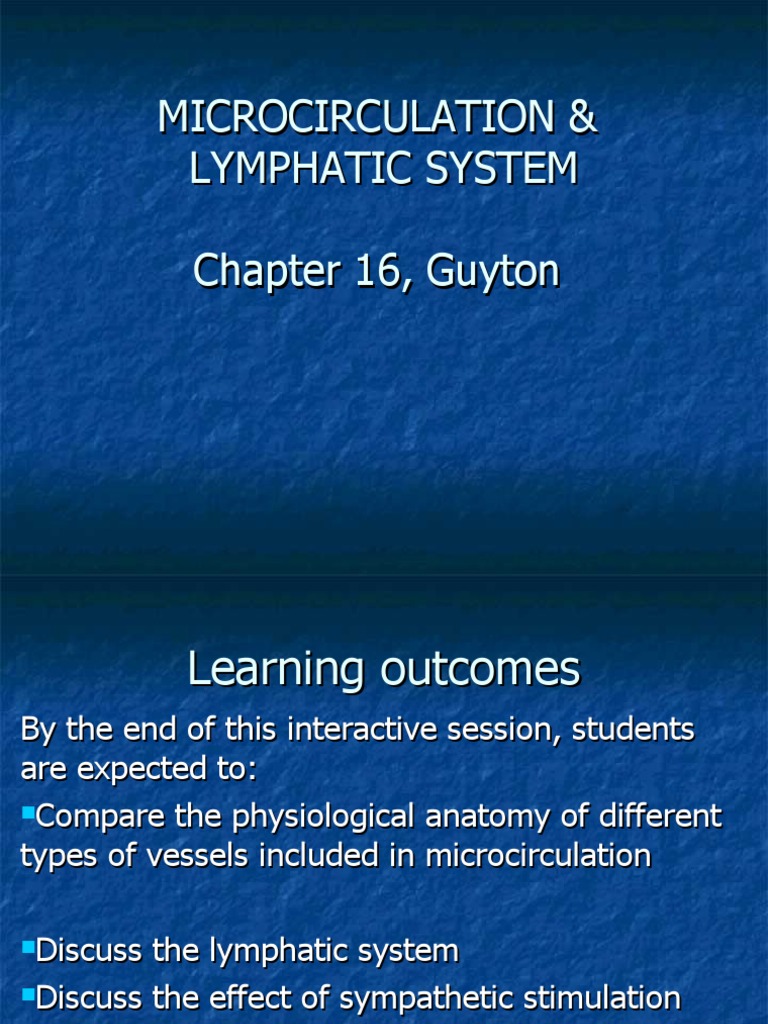 Microcirculation Lymphatics New 1 Pdf Lymph Capillary