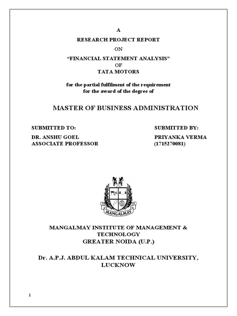TATA MOTORS PROJECT | PDF
