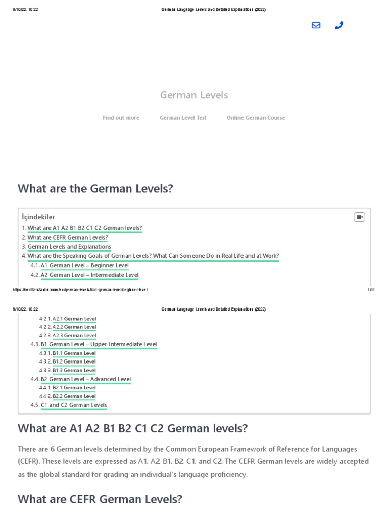 German Language Levels and Detailed Explanations (2022) | PDF | Human ...
