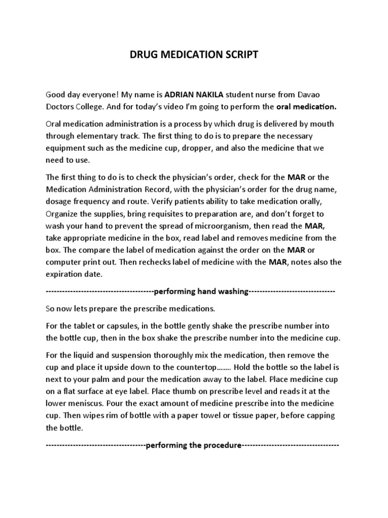 Drug Medication Script | PDF | Medicine | Patient