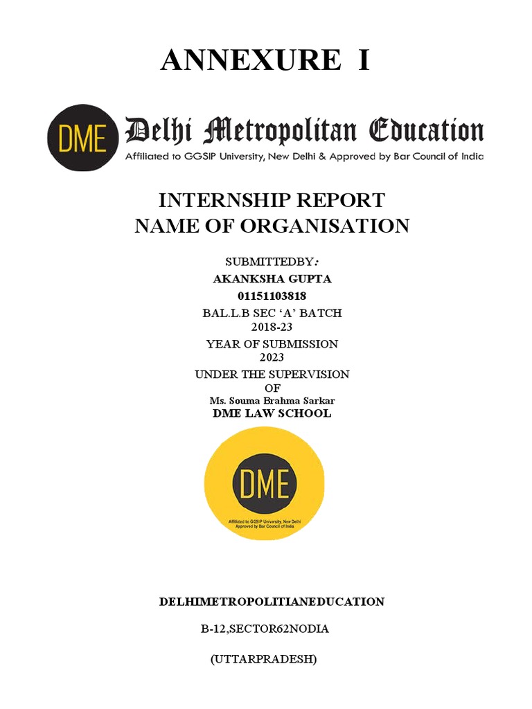 Internship Report with Annexures | PDF | Vocational Education