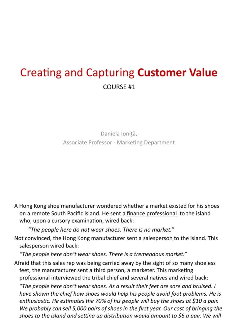 C1 - Creating and Capturing Value | Download Free PDF | Marketing | Customer