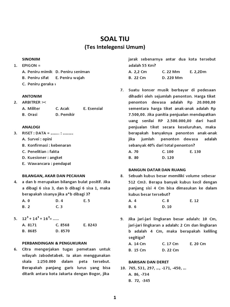 Soal SKD TIU | PDF